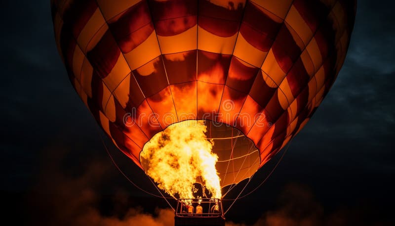 Men Flying Hot Air Balloon Ignite Fireball Danger Generated by AI Stock ...