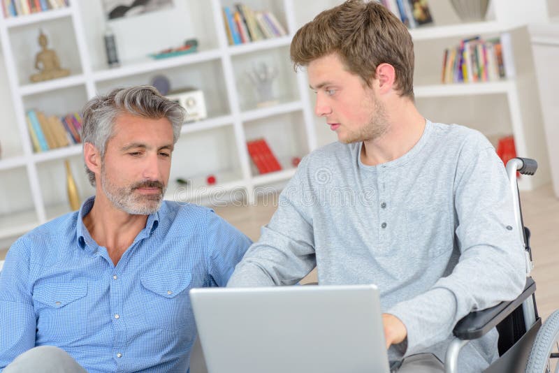 Men in front laptop stock image. Image of parent, internet - 85023655