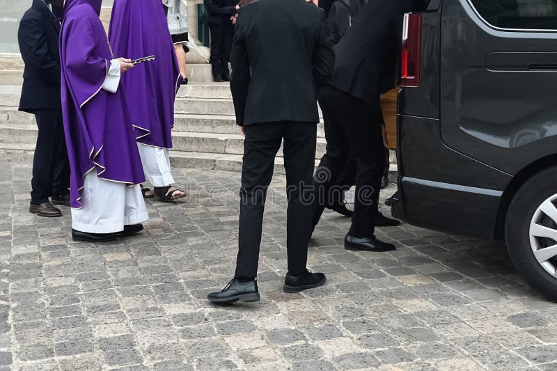 Men of Funeral Service Loading the Coffin Stock Image - Image of burial ...