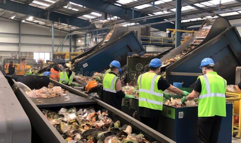 Men Gathering Around Waste Receptacle with Garbage Stock Illustration ...