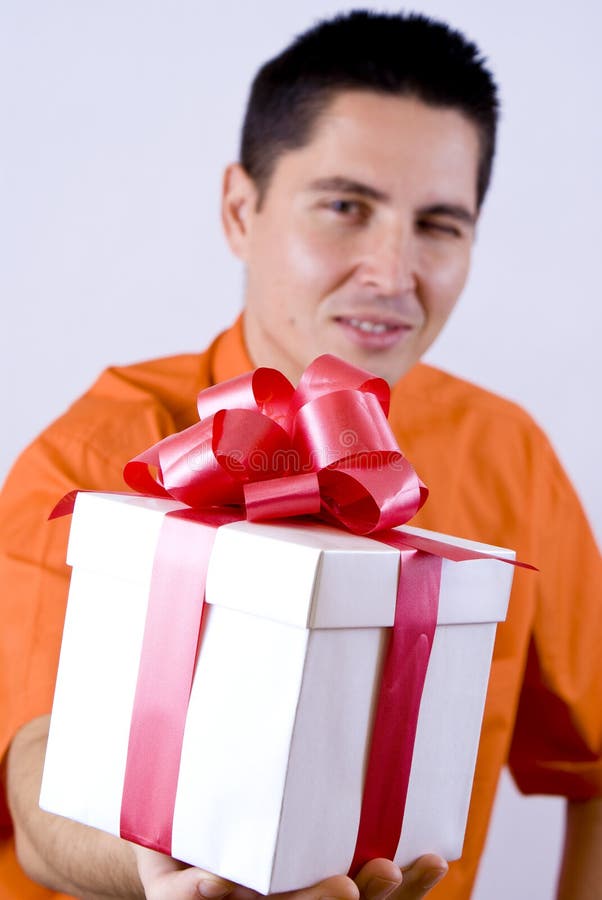 Men with a gift box stock photo. Image of gift, happy - 12517640