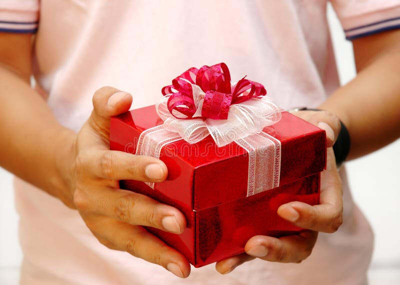 Men giving a present stock image. Image of wrapping, card - 266813