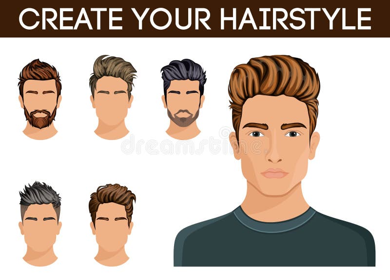 Men Hair Beard Character Style, Man Beard Mustache Hipster. Vector ... Men Hair Beard Character Style, Man Beard Mustache Hipster. Vector ...
