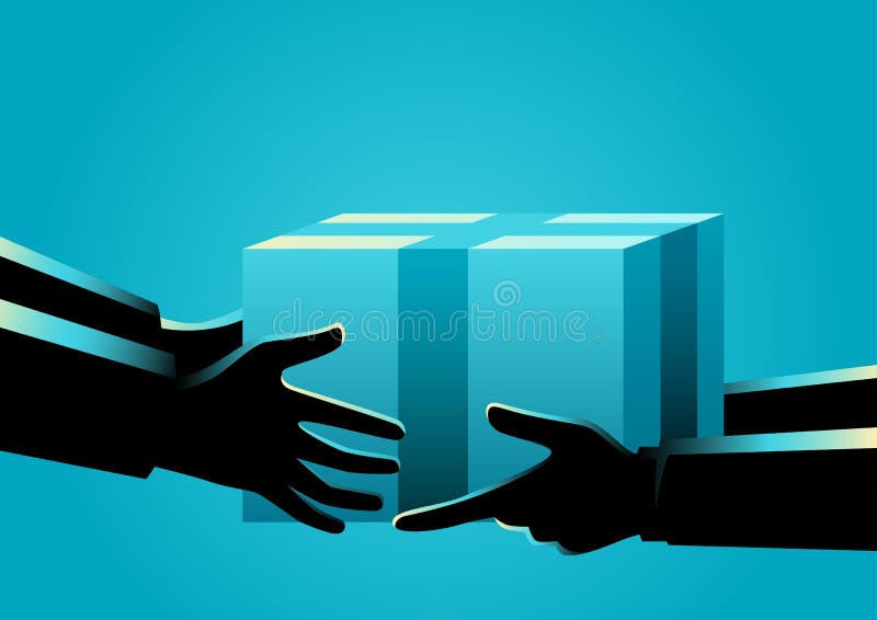 Men Hand Delivering and Receiving Package Stock Vector - Illustration ...