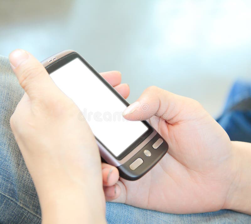 Men Hand is Holding a Modern Touch Screen Phone. Stock Image - Image of ...