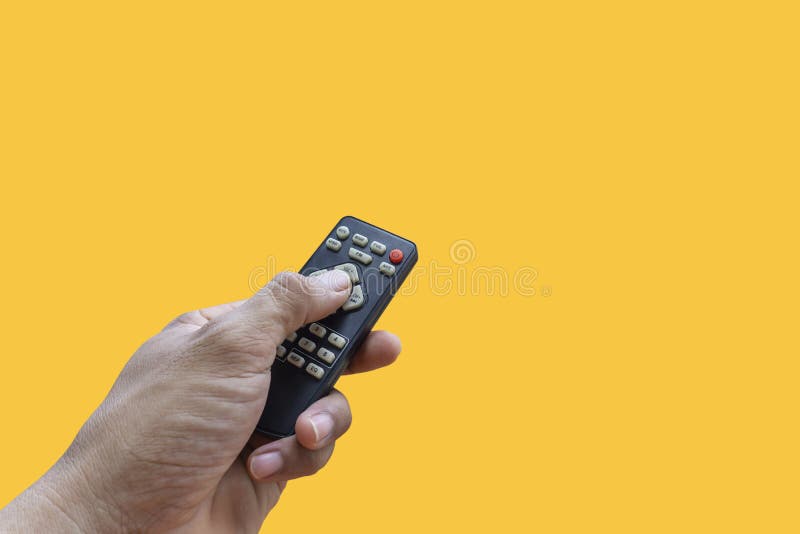 Men Hand Pressing Black Remote Control for Watching Tv Isolated on ...