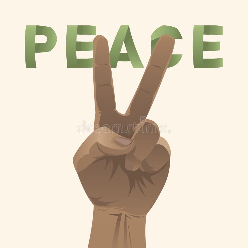 Men hand victory symbol stock vector. Illustration of concept - 66825768