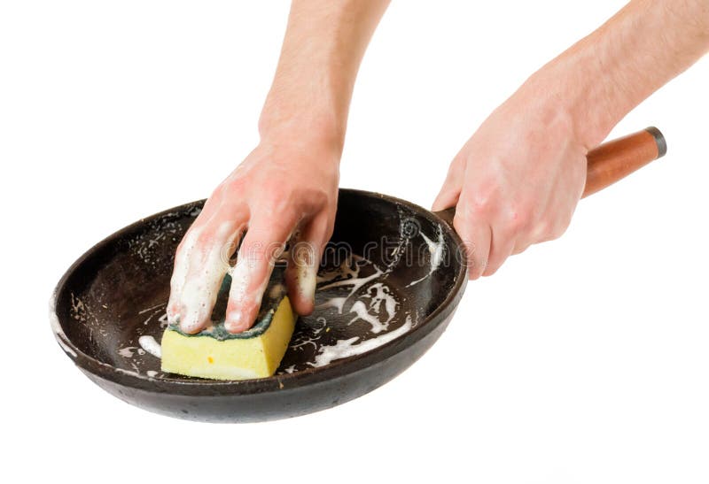 Men Hand Wash with a Sponge Pan Stock Photo - Image of male, hand: 74277358