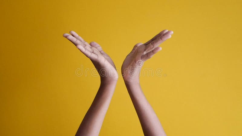 Men Hands Clapping Over Yellow Background, Slow Motion Stock Video ...