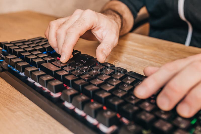 Men Hands on the Keyboard - Working at the Computer Stock Image - Image ...