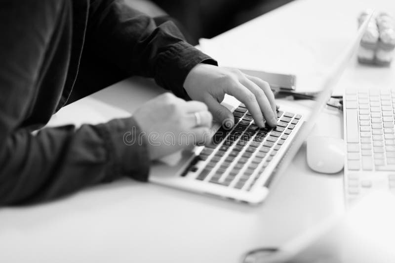 Men Hands on the Laptop Keyboard Stock Image - Image of keys ...