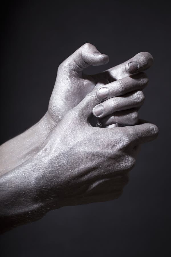 Silver Men S Hands Holding Red Magic Glow Stock Image - Image of light ...