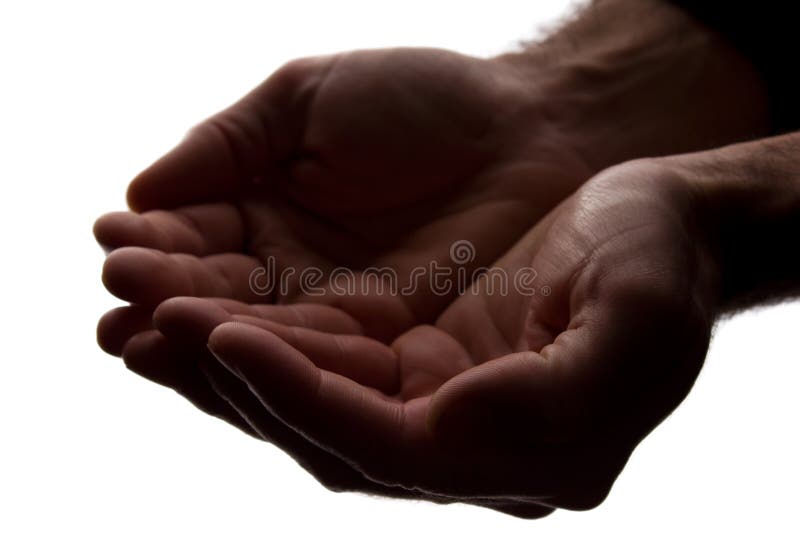 Men Hands Together, Handful - Silhouette Stock Image - Image of palm ...