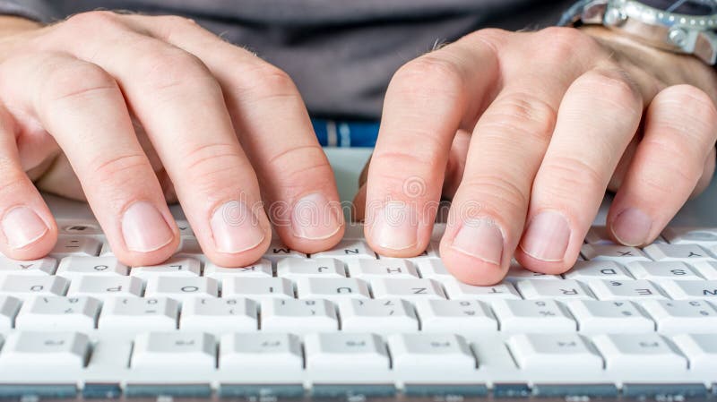 Men Hands are Typing on Computer Keyboard Stock Photo - Image of work ...