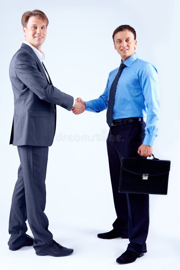Full Length of Business Men Handshake Stock Image - Image of black ...