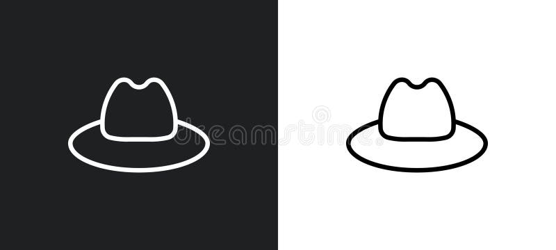 Men Hat Outline Icon in White and Black Colors. Men Hat Flat Vector ...