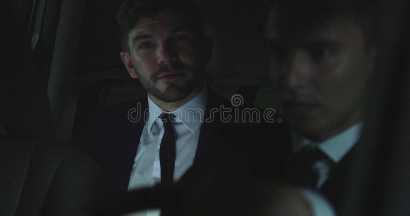 Handsome Man Drive in Car at Night. Stock Image - Image of busy ...