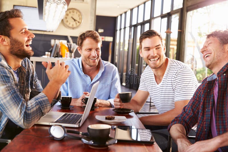 Men Having Fun at a Coffee Shop Stock Photo - Image of bonding ...