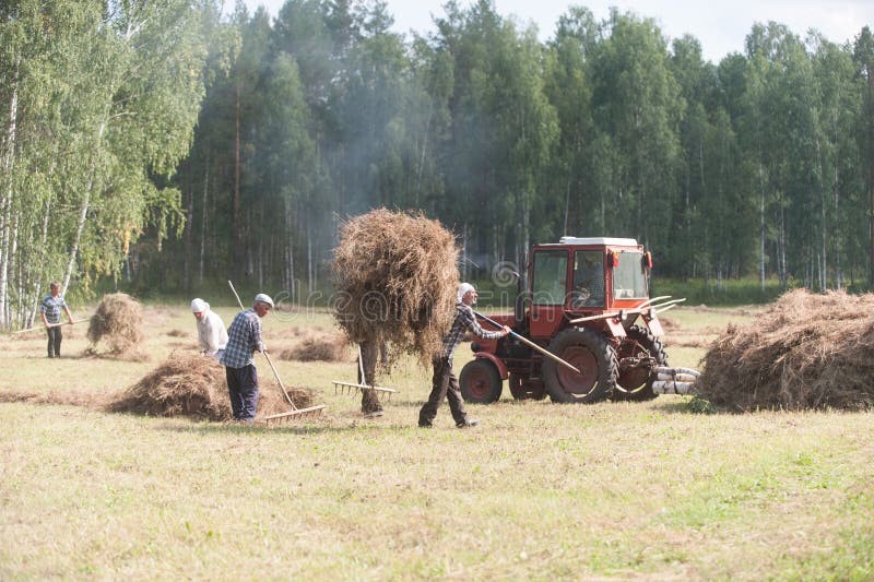 Men haymaking editorial image. Image of russia, scenery - 53821750