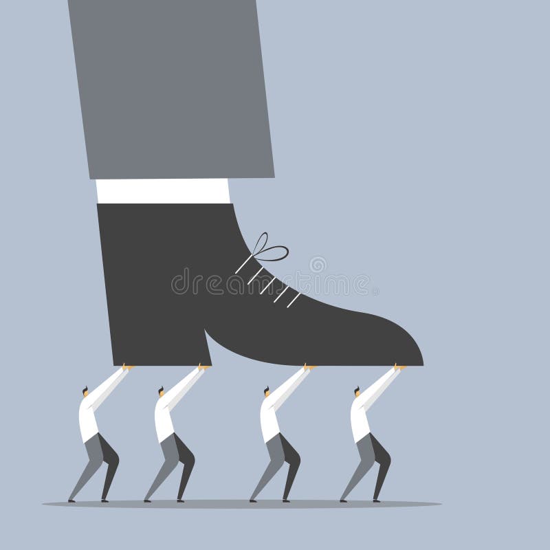 A Group of Businessmen Lifting a Giant Foot Up Stock Vector ...
