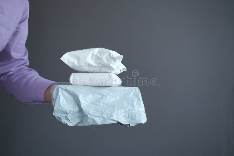 Men Holding Delivery Package Close Up Stock Photo - Image of storage ...