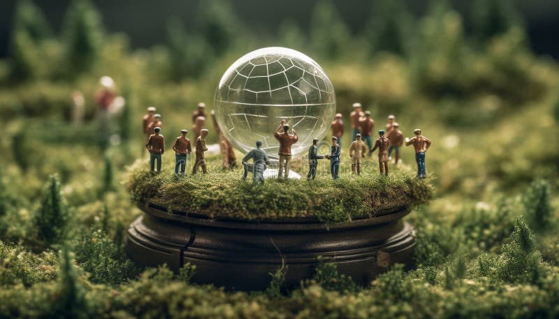 Men Holding Green Figurine Toy, Teamwork for Global Environmental ...