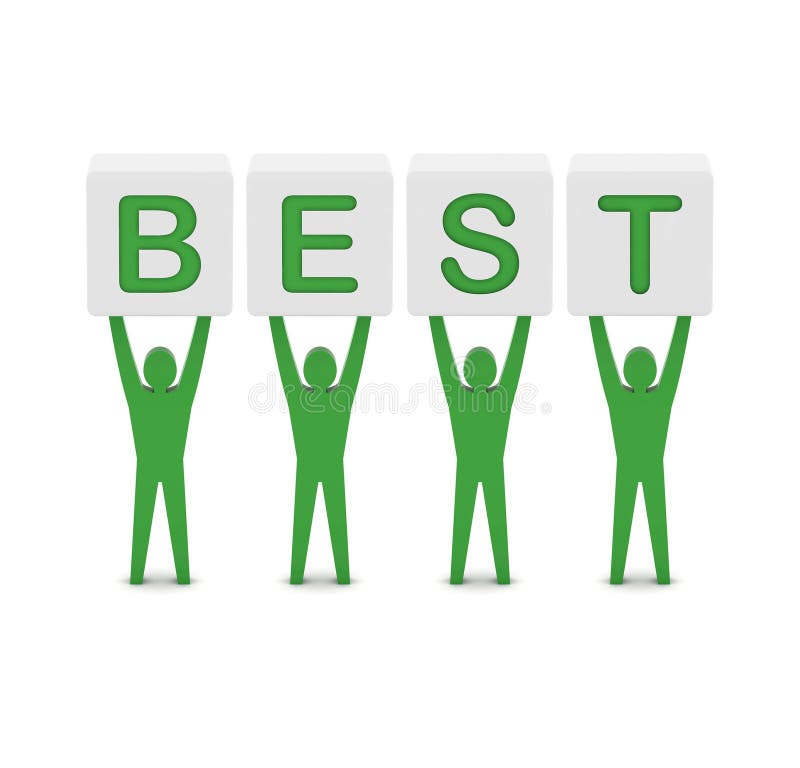 Men holding the word best. stock illustration. Illustration of message ...