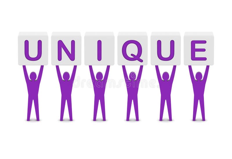 Men Holding the Word Unique. Stock Illustration - Illustration of sign ...