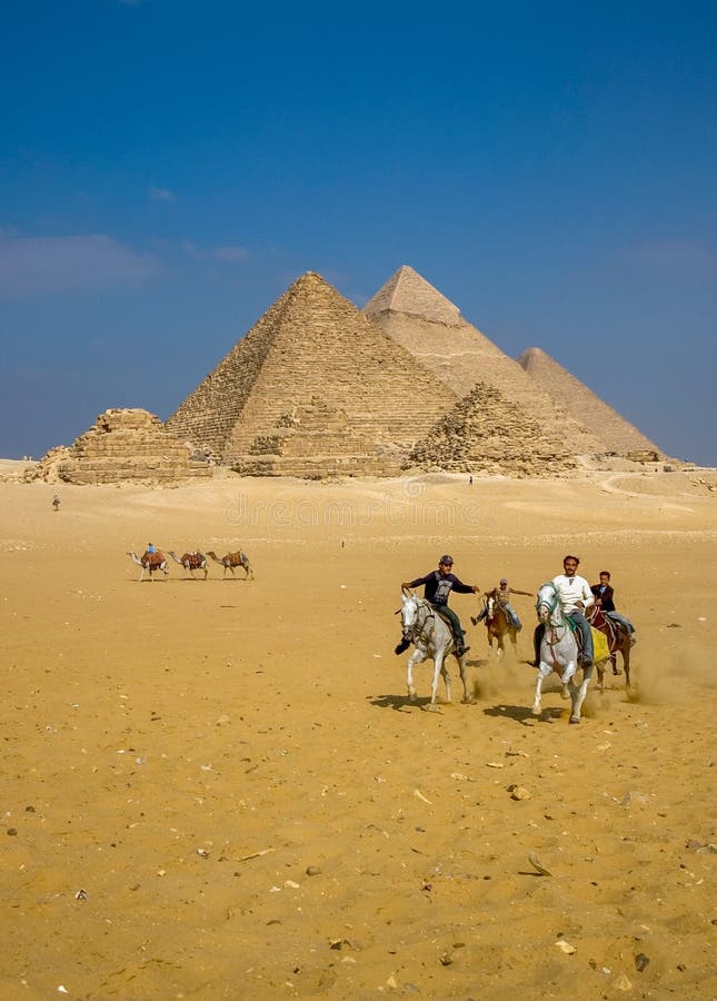 Men on Horses at the Pyramids Giza Editorial Stock Image - Image of ...