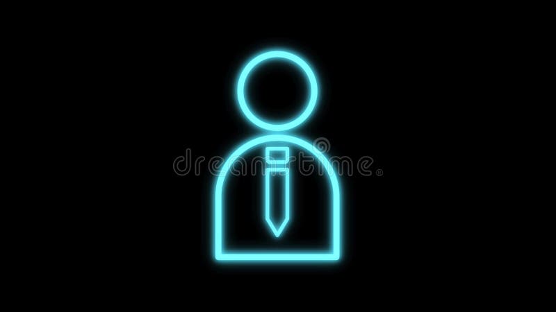 Men Icon with Blue Neon Light in Blinking Effect. Stock Video - Video ...