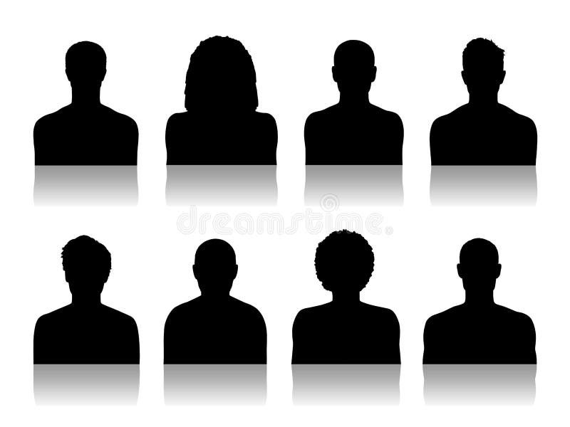 Men Id Silhouette Portraits Set 2 Stock Illustration - Illustration of ...