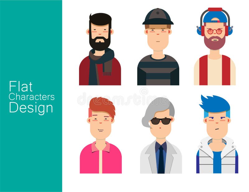 Men Illustration Avatar Vector Set Stock Vector - Illustration of ...