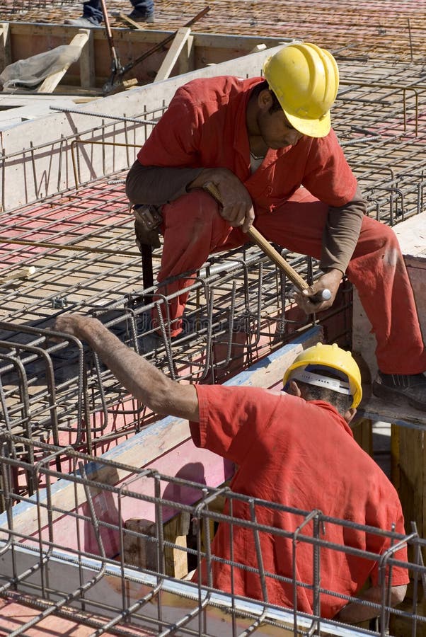 Men Installs Rebar - Vertical Stock Image - Image of male, caucasian ...