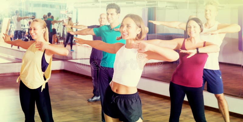 Men and Ladies Dancing Zumba Stock Photo - Image of hall, language ...