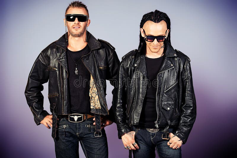 Men in leather jackets stock image. Image of confidence - 33277643