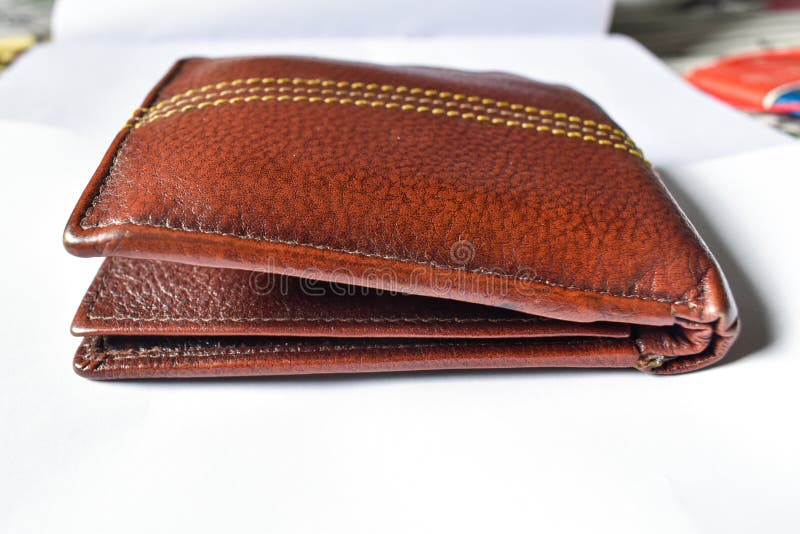 Men Leather Wallet Brown Colour Stock Image - Image of money, brown ...