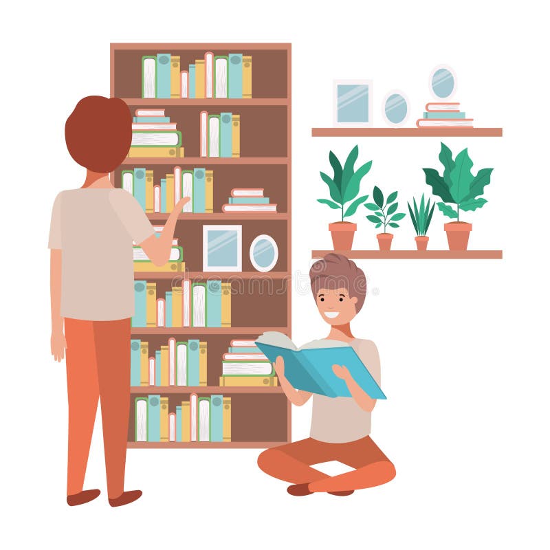 Men in the Library Avatar Character Stock Vector - Illustration of ...