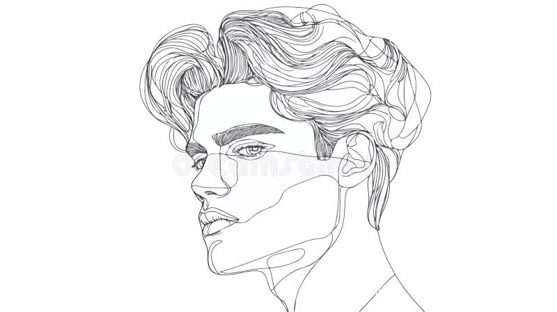 Men S Line Art Vector, Continuous One-line Drawing. Stock Illustration ...