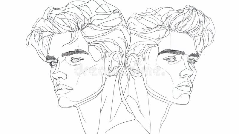 Men S Line Art Vector, Continuous One-line Drawing. Stock Illustration ...