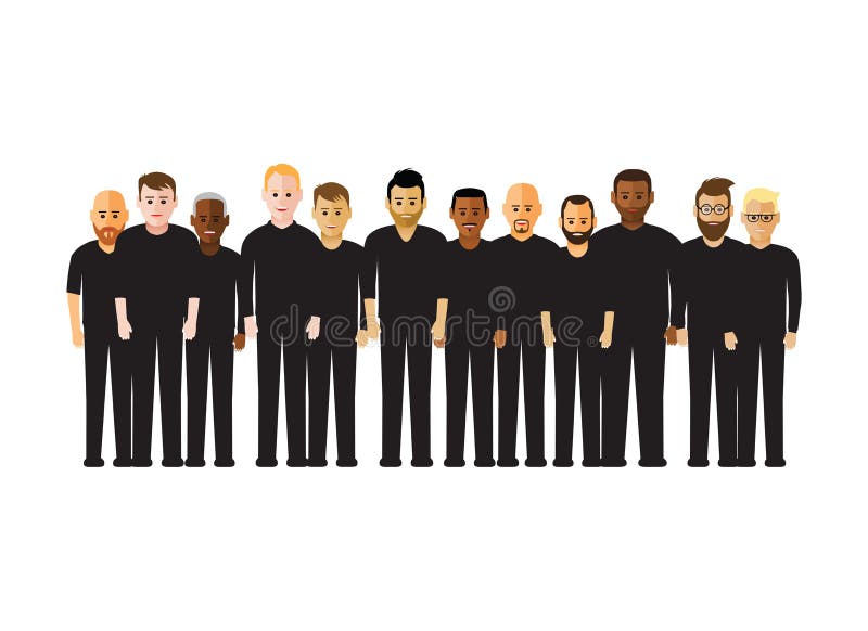 Men in a line stock vector. Illustration of crowd, staff - 93578503