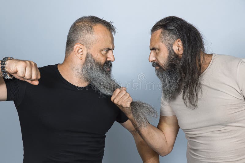 Men with Long Beard in Aggressive Attitude Stock Image - Image of ...