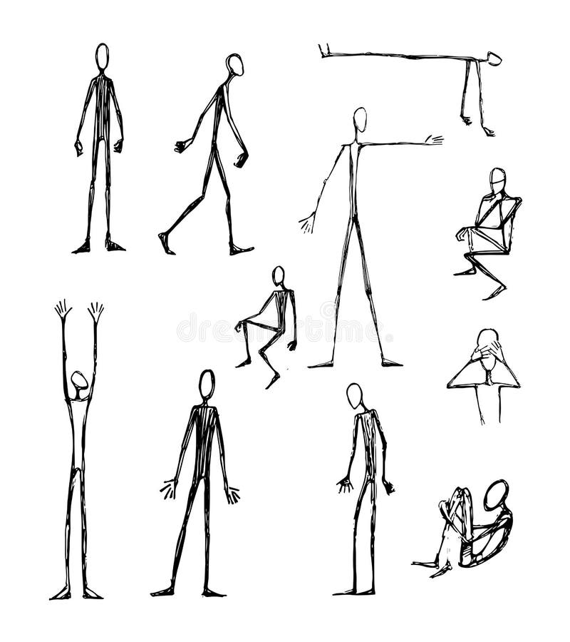 Men Long Skinny Silhouettes Stock Vector - Illustration of hand, drawn ...