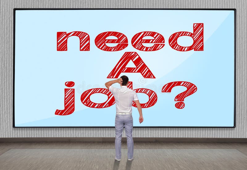 Men looking at need a job stock image. Image of screen - 34271743