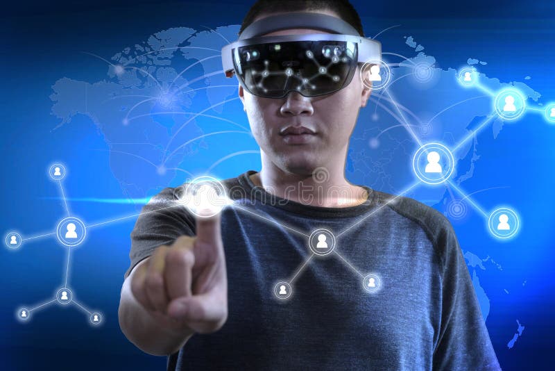 Men Playing Virtual Reality with Hololens with Effects Stock Photo ...