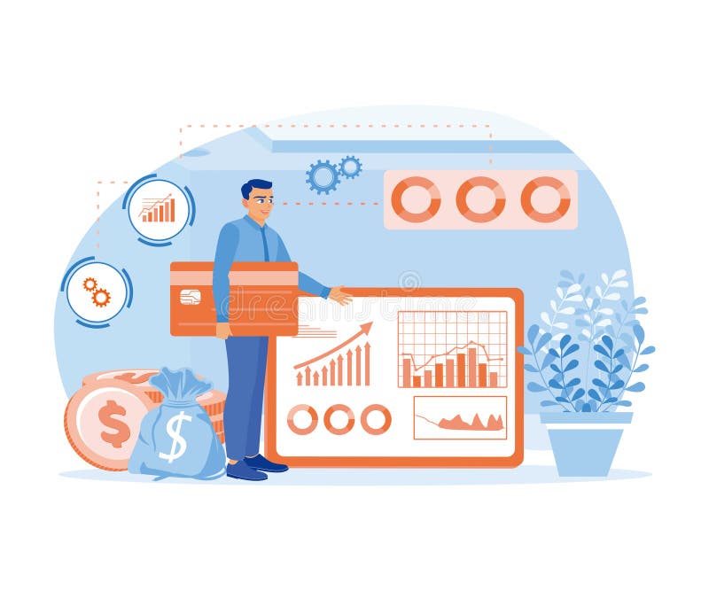 Men Manage and Analyze Their Finances. Make Transactions Online Stock ...