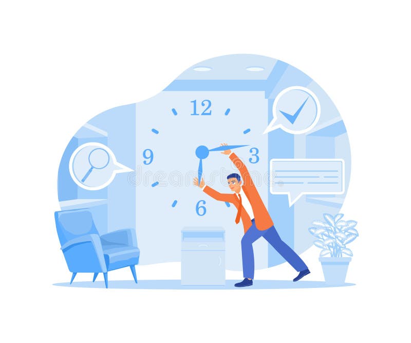 Men Manage Work Time. Business People Work Hard To Complete Work on ...