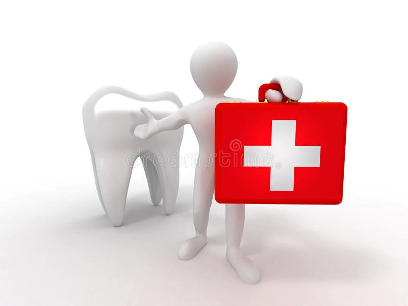 3d tooth and frist aid kit stock illustration. Illustration of cartoon ...