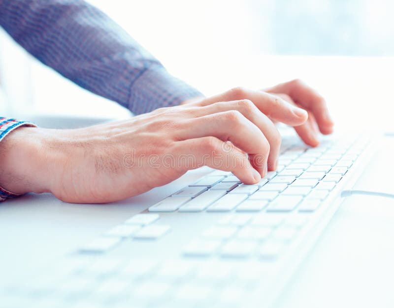 Men Office Worker Typing on the Keyboard Stock Photo - Image of ...