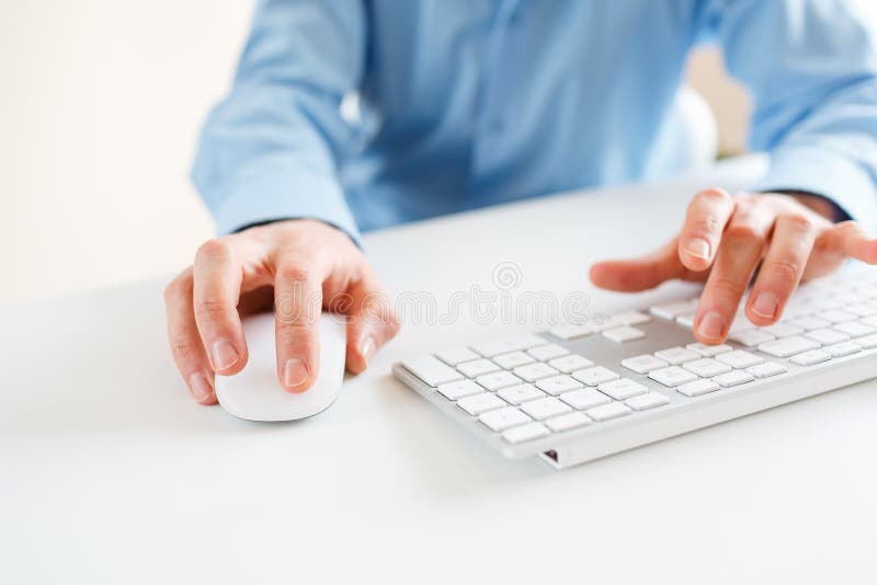 Men Office Worker Typing on the Keyboard Stock Image - Image of office ...