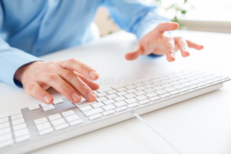 Men Office Worker Typing on the Keyboard Stock Image - Image of ...
